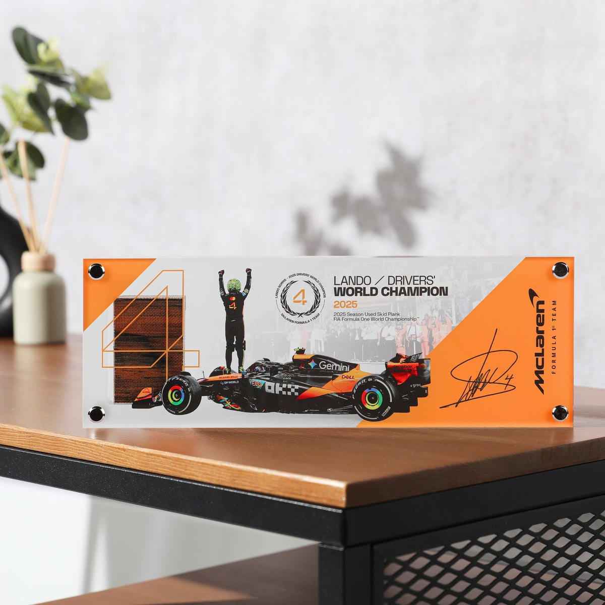 Lando Norris 2025 Grand Prix Used McLaren Skid Plank Piece in Acrylic ...