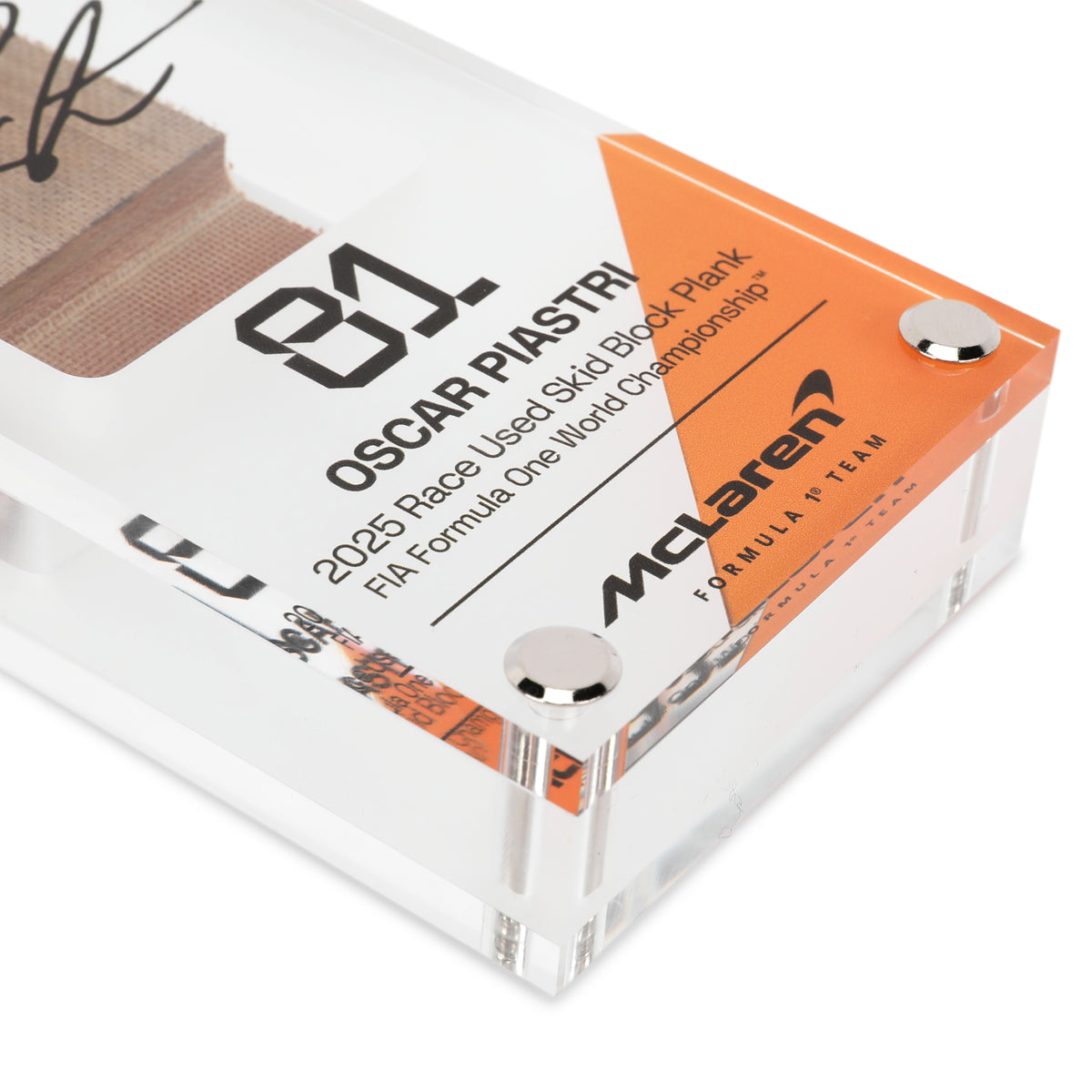 Oscar Piastri 2025 Grand Prix Used McLaren MCL39 Skid Plank Piece in A ...